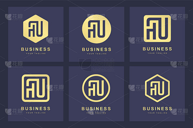 标志首字母的集合字母AU AU黄金与几个版本