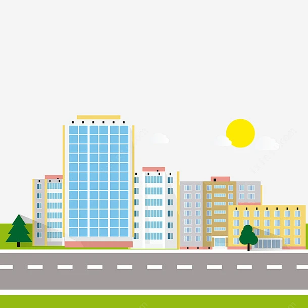 卡通城市的风景设计ai免抠素材_新图网 https://ixintu.com 风景设计,城市,卡通,扁平化,楼房,建筑物,矢量图-花瓣网