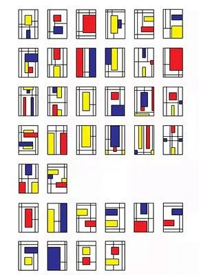 蒙德里安红黄蓝构图-花瓣网