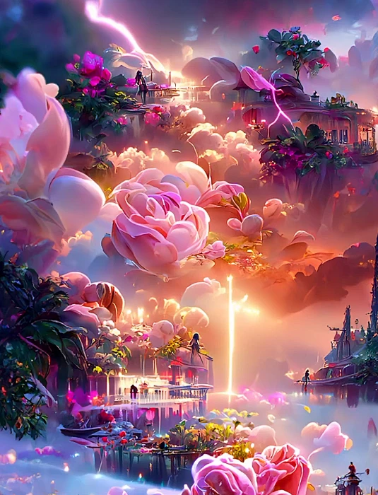 AI绘画•梦幻玫瑰•梦幻城堡 #Ai绘画 #-花瓣网