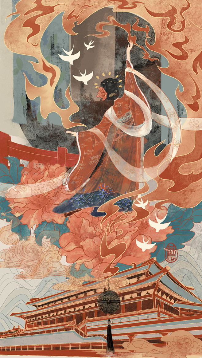 国家宝藏-葡萄花鸟纹银香囊_苏辰CS__插画师作品_涂鸦王国gracg.com