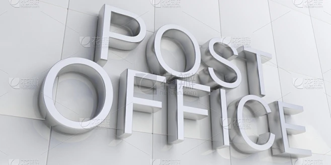 3d rendering silver post office sign素材-花瓣网