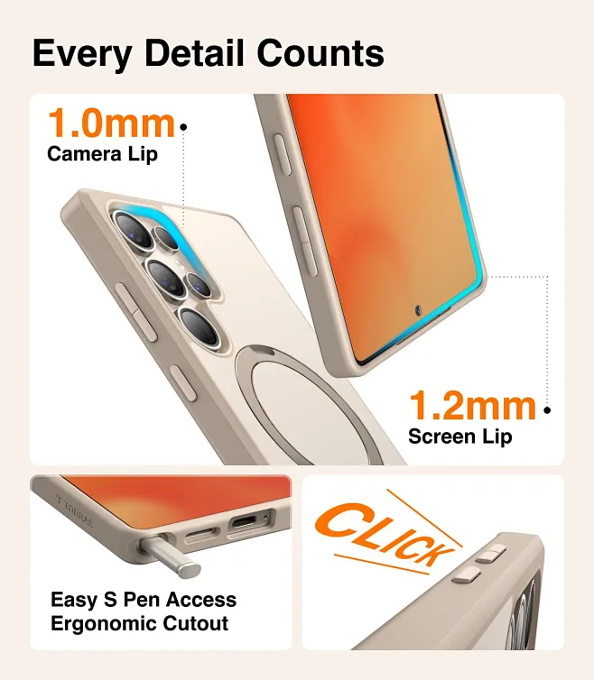 Amazon.com: TORRAS 360° Spin Magnetic Stand for Samsung Galaxy S25 Ultra Case Pink Gold, Fit for ...