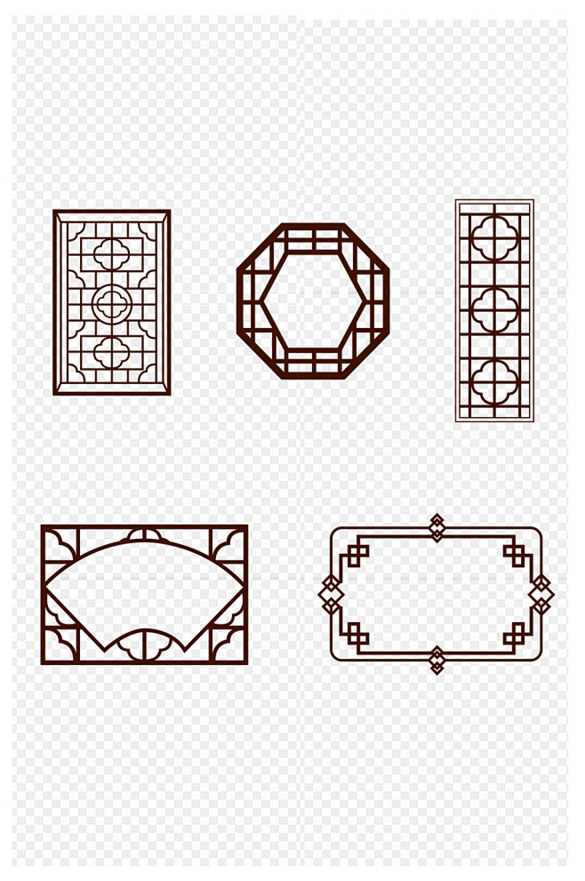 复古边框古代窗户边框组合免扣元素-众图网