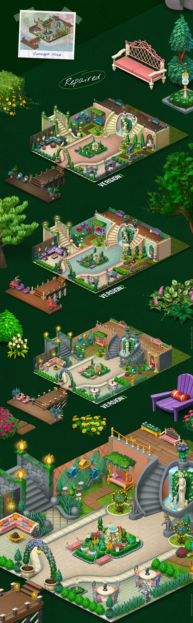 Manor Cafe Mansion – Garden Escape Game Location Design-花瓣网