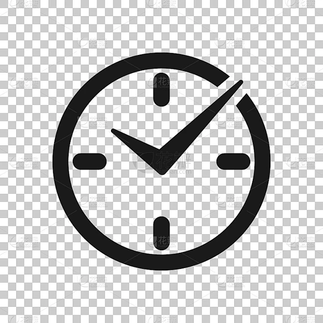 Real time icon in transparent style. Clock vector 素材-花瓣网