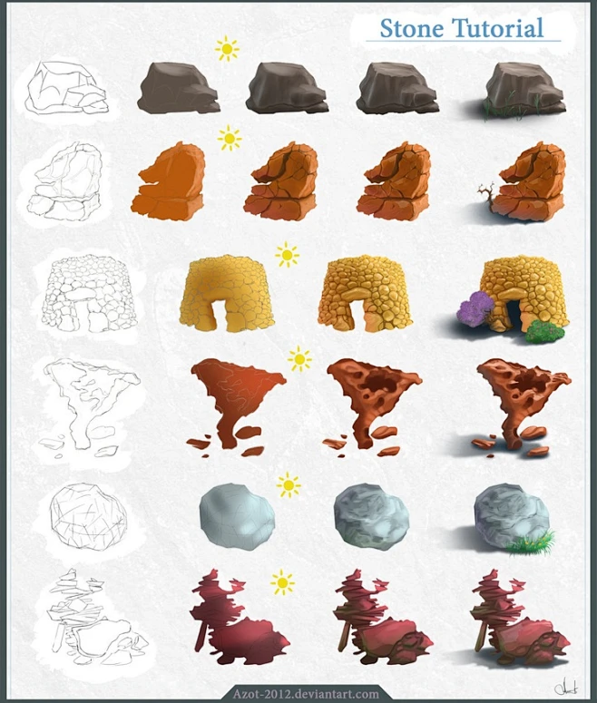 Stone Tutorial by Azot-2012.deviantart.com on @deviantART | Textures-花瓣网