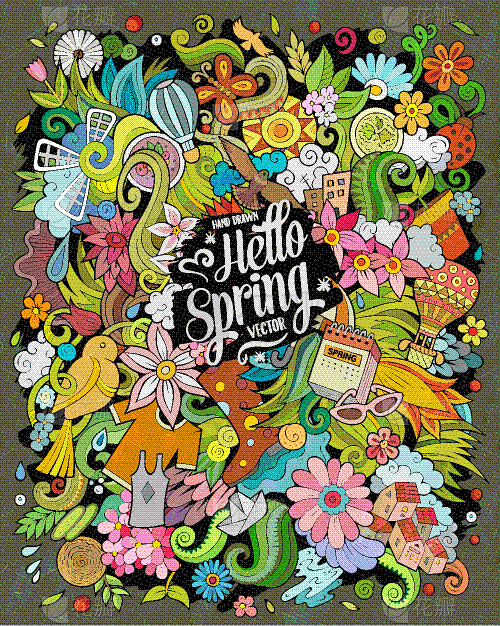 spring hand drawn doodles