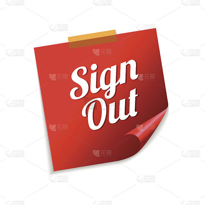 Sign Out Red Sticky Notes矢量图标设计