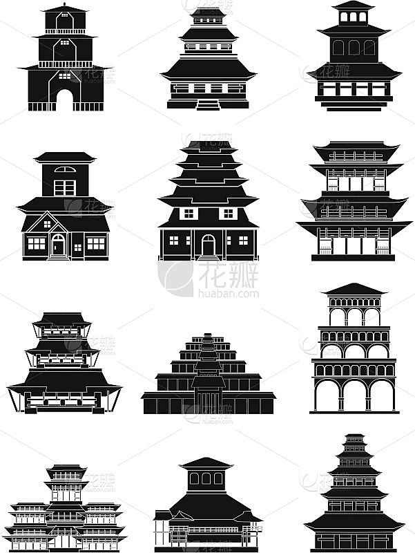 中国古代建筑标志素材-花瓣网