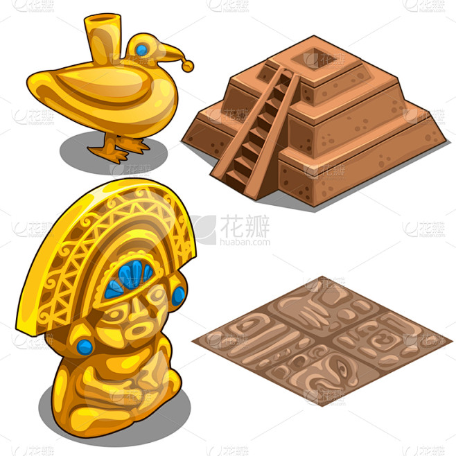 golden maya objects flooring and pyramid model