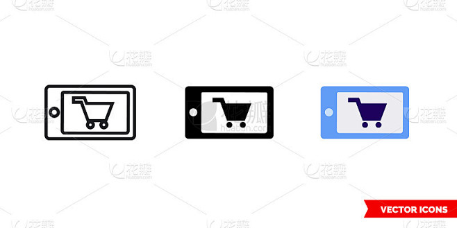 Mobile order icon of 3 types. Isolated vector sign