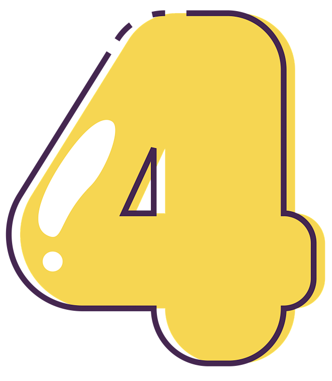 手绘彩色可爱数字4