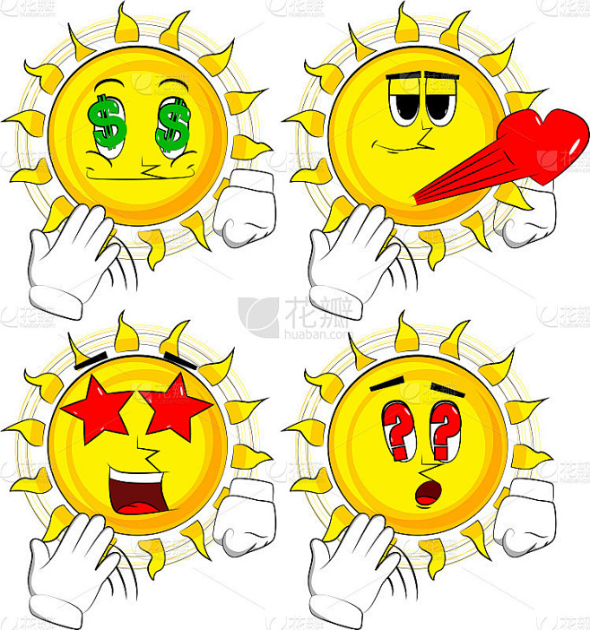 卡通太阳用手给自己降温。