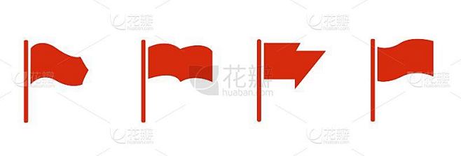 红旗标志集合。向量标志集。为横幅，演示文稿挥舞旗帜图标