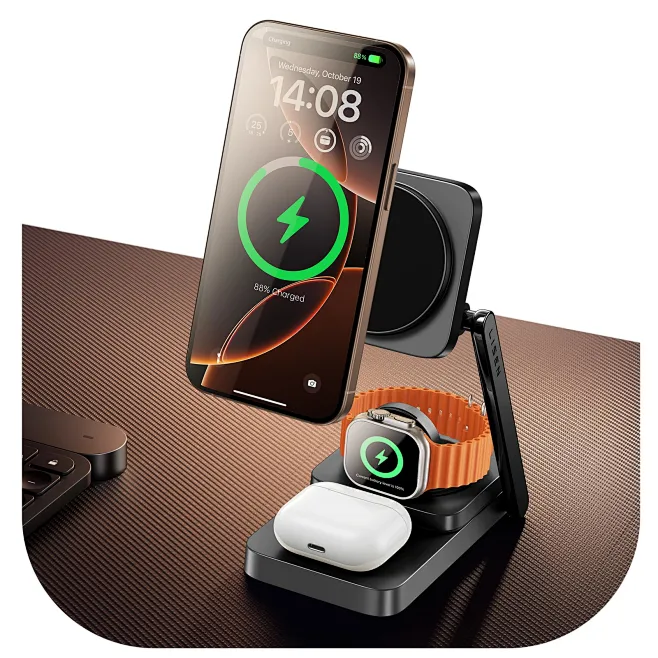 LISEN for iPhone Charging Station for Magsafe Charger Stand Portable, 3 ...