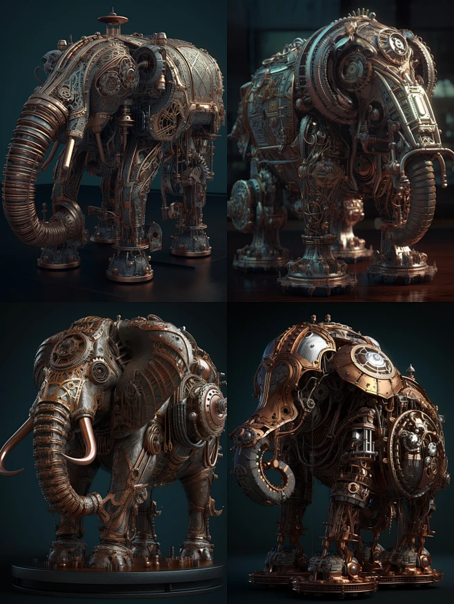 mantou_3D_rendering_of_a_mechanical_mammoth_accurate_steampunk ...