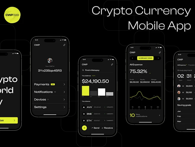 Crypto Currency Mobile App crytpo design mobile mobile app ui ux web3-花瓣网