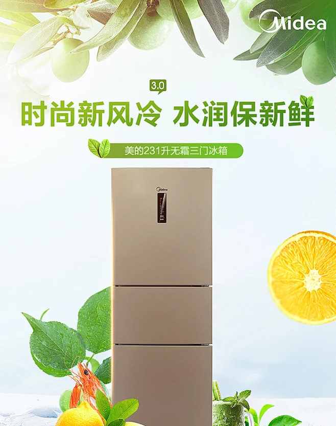 美的(Midea)冰箱BCD-231WTM(E) 美的（Midea）BCD-231WTM(E) 231升 风冷无霜 电脑控温 中门宽幅变温 节能静音家用三门冰箱【价格 图片 品牌 报价】-苏宁 ...