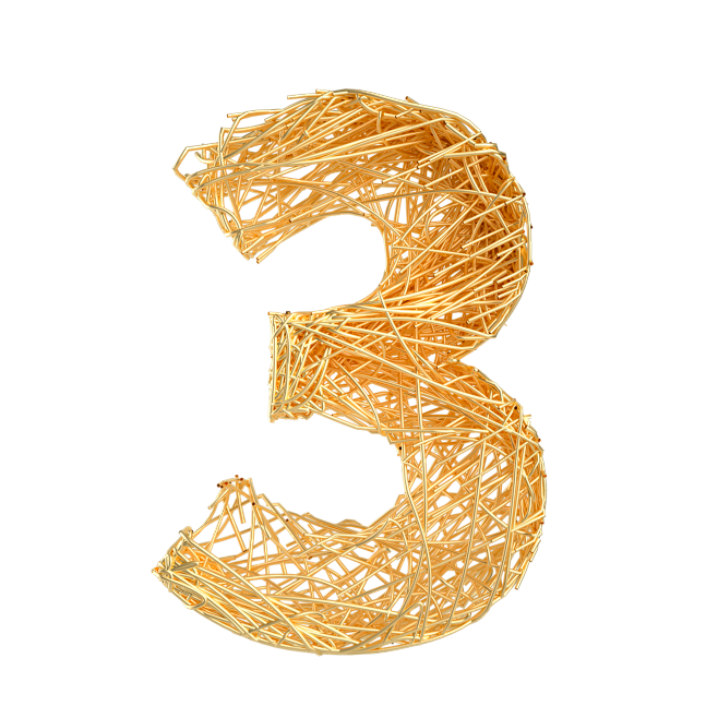 金属质感艺术线条倒计时数字3