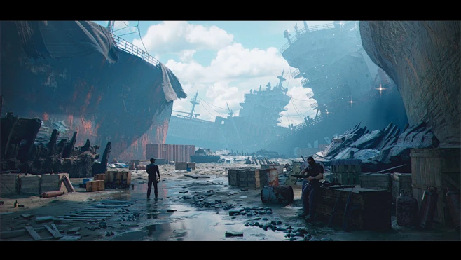 Pirate settlement in the ship graveyard 废墟 遗迹 战场-花瓣网