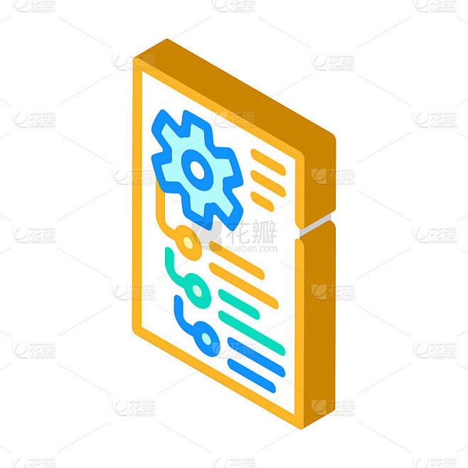 机构指令纸列表等距图标矢量插图