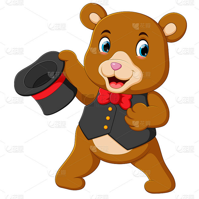 a big circus bear uses the best costume and holdin