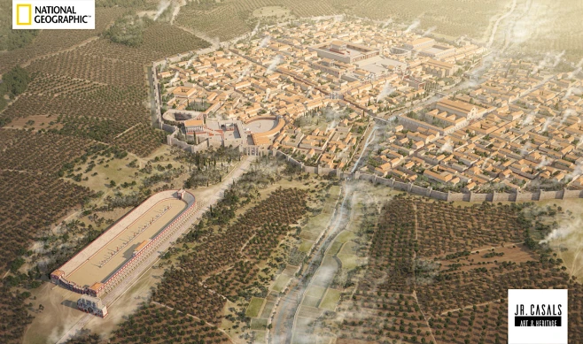 Gerasa 2nd century AD, JR. Casals : Ideal reconstruction of the Roman ...