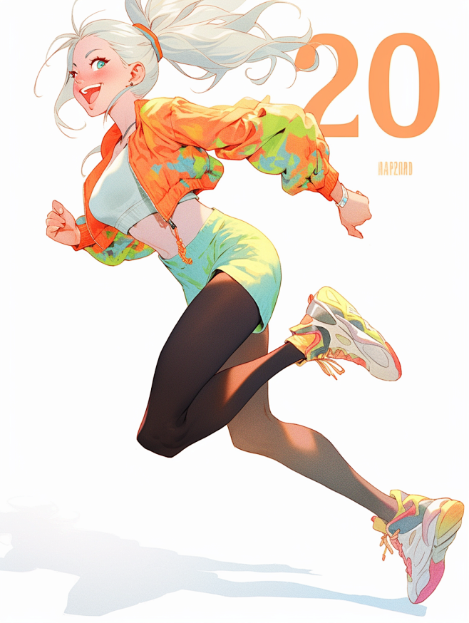 liepin_A_20_year_old_woman_running_forward_happy_complete_with ...