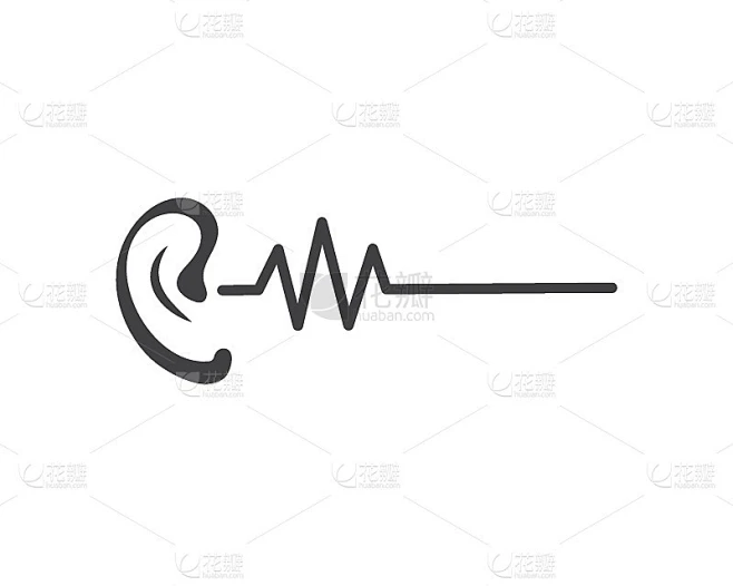 耳朵标志图标矢量设计插图素材-花瓣网