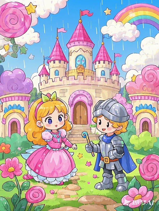 Fairy tale castle wallpaper, chibi style, a magical castle surrounded ...