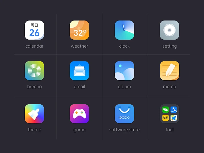 OPPO THEME ICON icon oppo theme ui-花瓣网