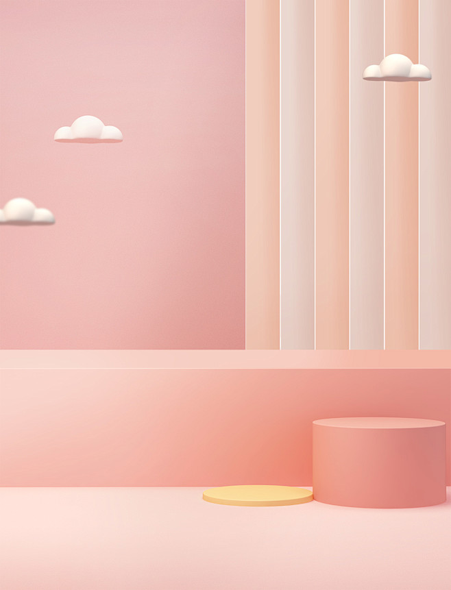 粉色可爱云朵电商小场景