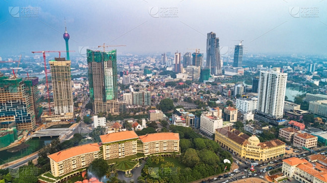 商务,科伦坡,城市,航拍视角,最大,斯里兰卡,城市生活,商用码头,海港,热带气候