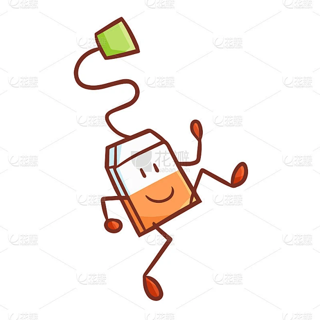 tea bag running and smiling happily素材-花瓣网