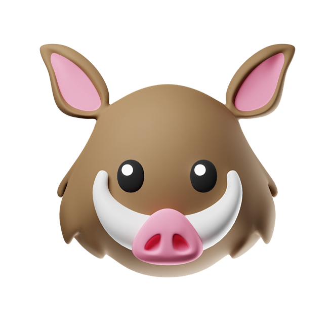 Boar_2k - 90款3D可爱动物emoji立体图标素材 Animojis 3D Icon Pack