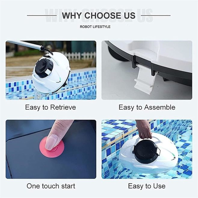 Amazon.com : KANGJIEM Automatic Pool Vacuum, Cordless Robotic Pool ...