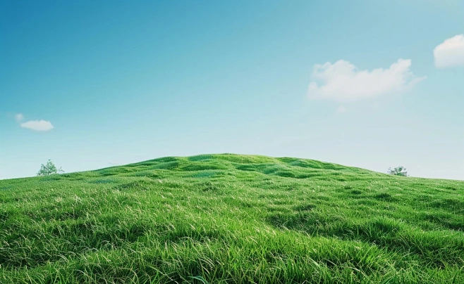 Beautiful grassy hill, blue sky, clean background, high resolution ...