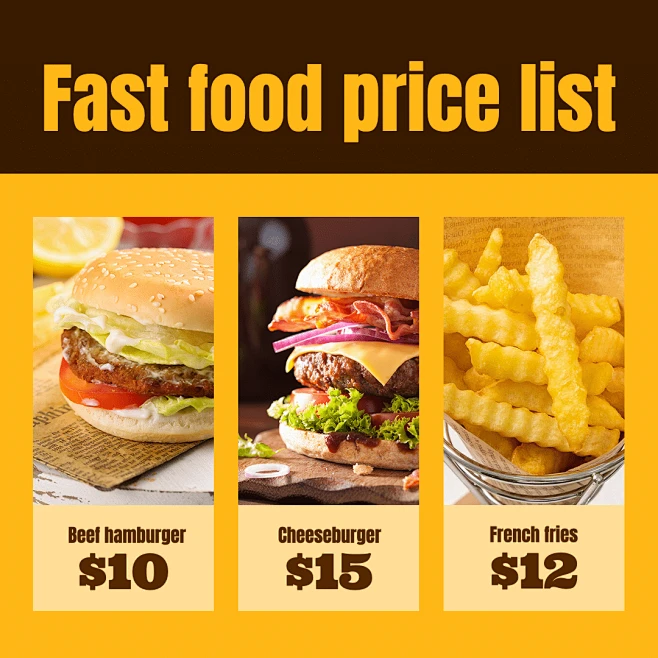Simple Fast Food Price List Display Ecommerce Product Image素材-花瓣网
