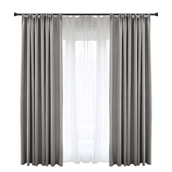 Solid Grey Blackout Curtain Modern Simple Curtain Living Room Bedroom ...