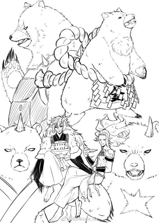 @烏羽karas_ba[cp]#酒茨# 在奇怪的大道上迷失了[二哈][二哈]，依然是鬼王鬼将和熊童子四天王（假） [/cp]