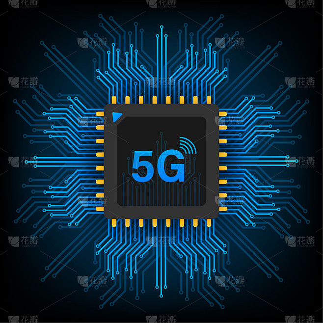 5G eSIM嵌入式SIM卡图标符号概念。新芯片移动蜂窝通信技术。矢量插图。