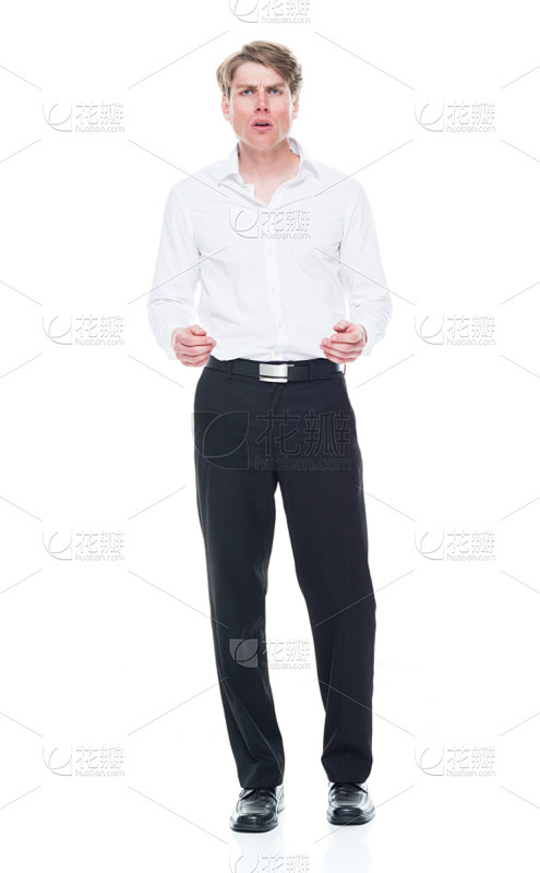 衬衫,青年人,男性,白色背景,男商人,衣服,前面,白色人种