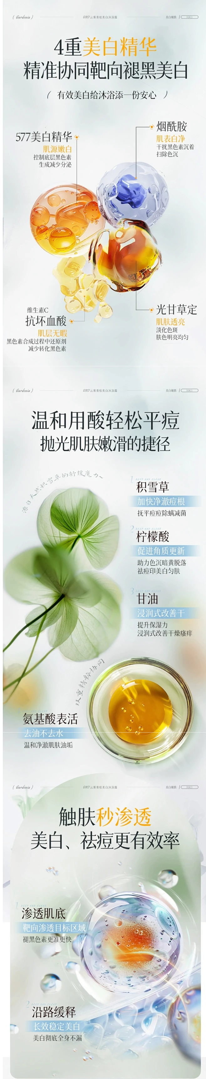 TOCI美白香氛沐浴露烟酰胺美白去鸡皮96h留香除螨祛痘保湿大容量-tmall.com天猫-花瓣网