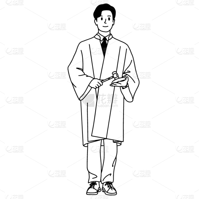 手绘-简笔画职业人物贴纸-法官