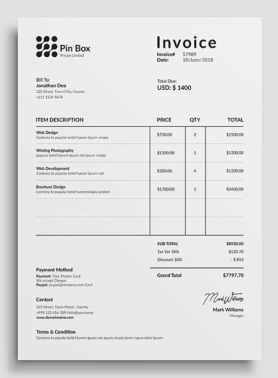 Corporate Invoice Template. Use this Invoice for personal, corporate or ...