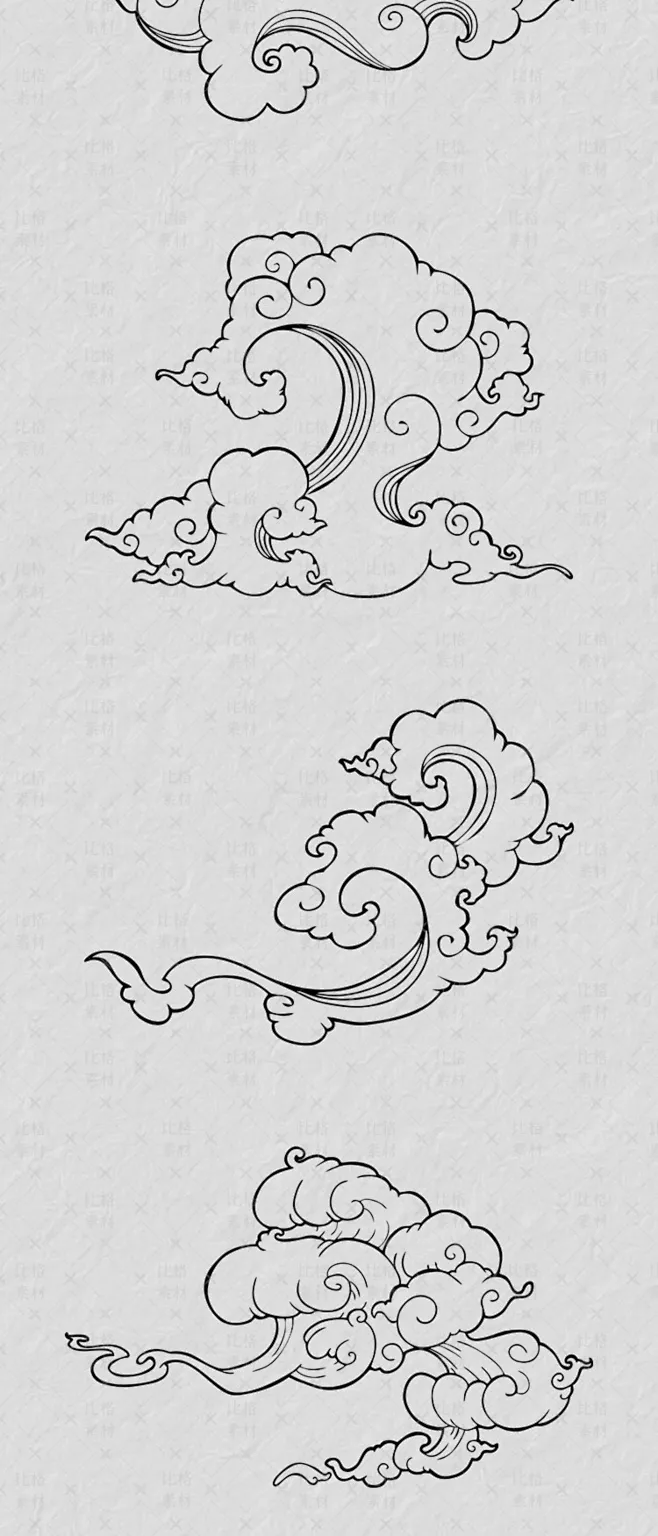 B381中国风传统古典云纹祥云浪花图案古风纹样免扣PNG矢量AI素材-淘宝网-花瓣网
