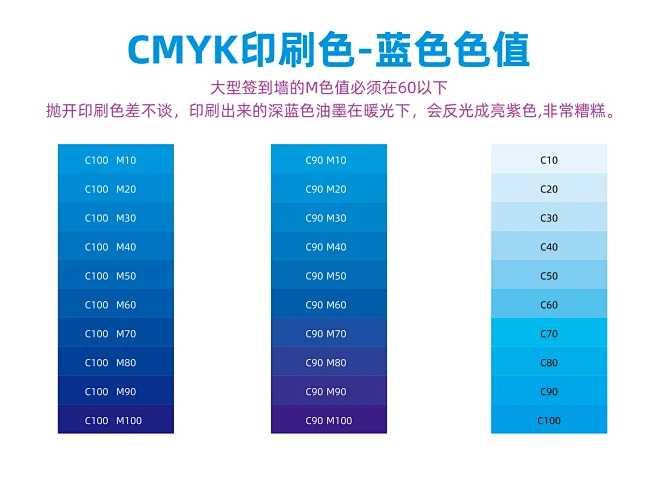 CMYK模式印刷色 蓝色CMYK色值色卡 -花瓣网