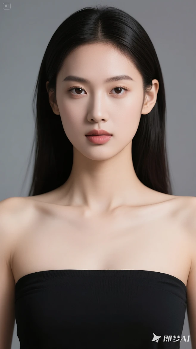 jimeng-2025-05-21-390-ai 模特正面，灰色背景-花瓣网