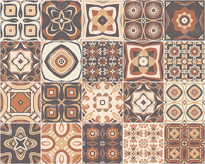 Patchwork seamless pattern. tiles azulejos. Vector素材-花瓣网